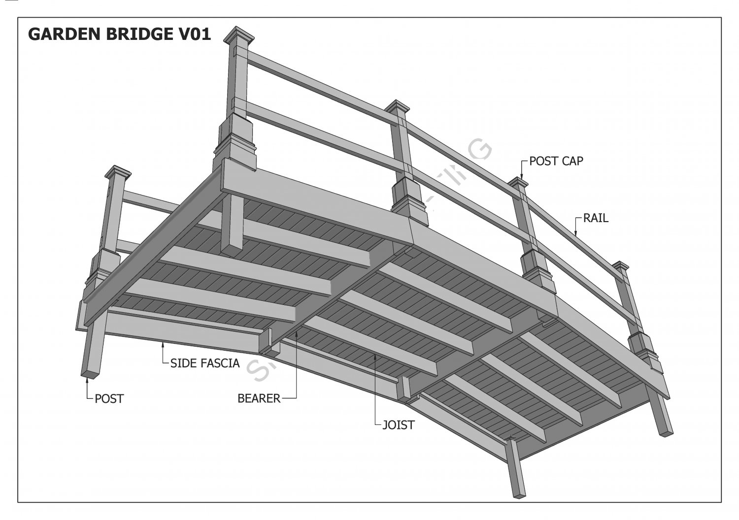 GARDEN BRIDGE DECK V01 - UNIQUE DESIGN - Building Construction PLANS 3D ...