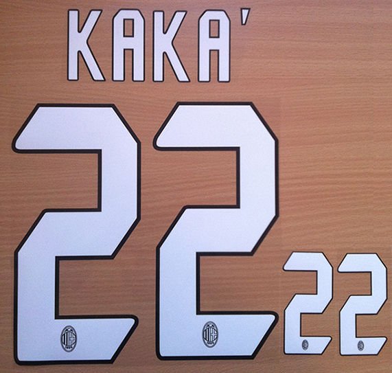 KAKA' 22 AC MILAN 2004 2007 NAME NUMBER SET NAMESET KIT PRINT NUMBERING ...