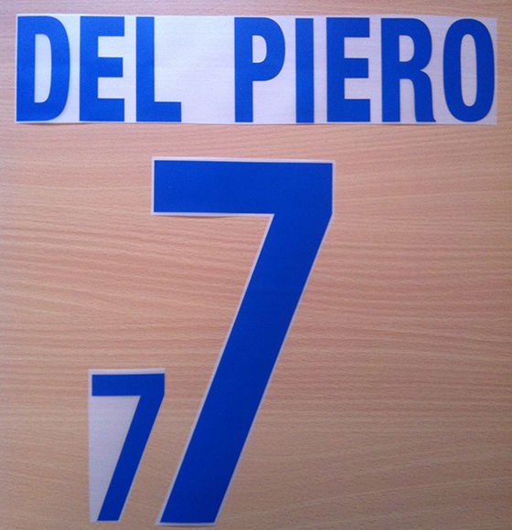 DEL PIERO 7 ITALY AWAY WORLD CUP 2002 NAME NUMBER SET NAMESET KIT PRINT