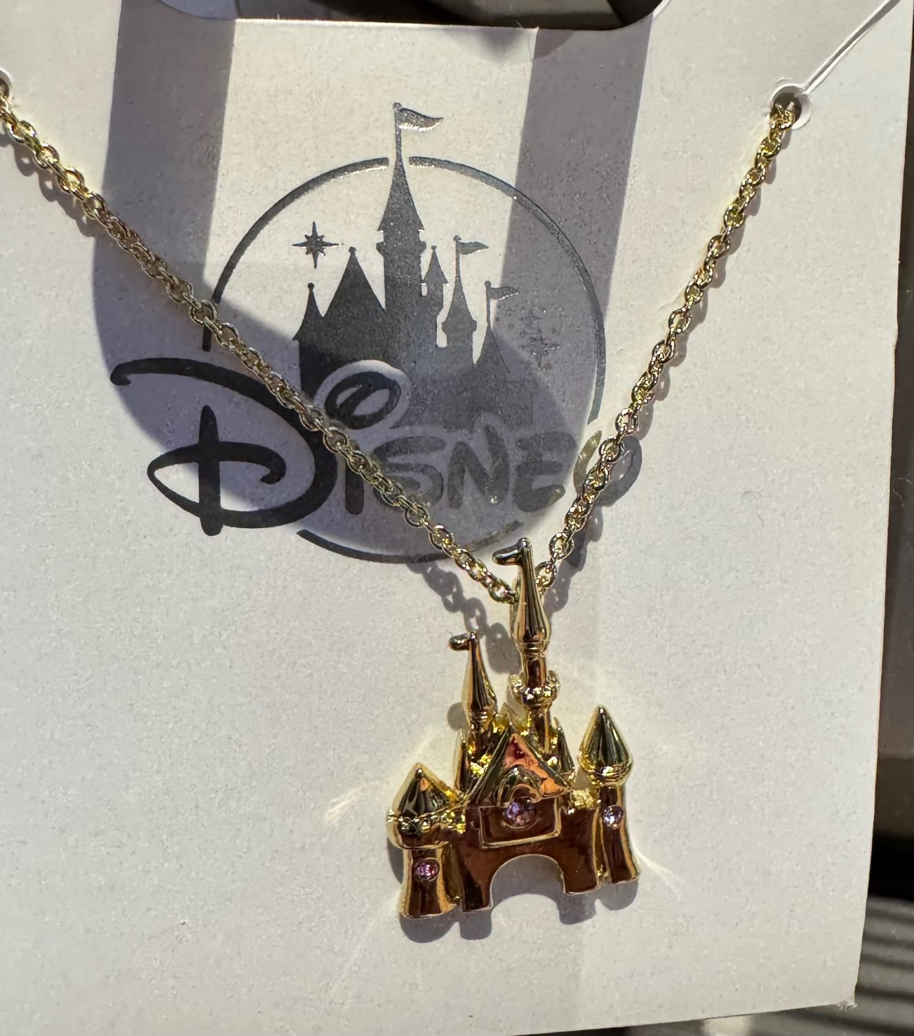 Disney Parks Castle Gold Color Necklace NEW