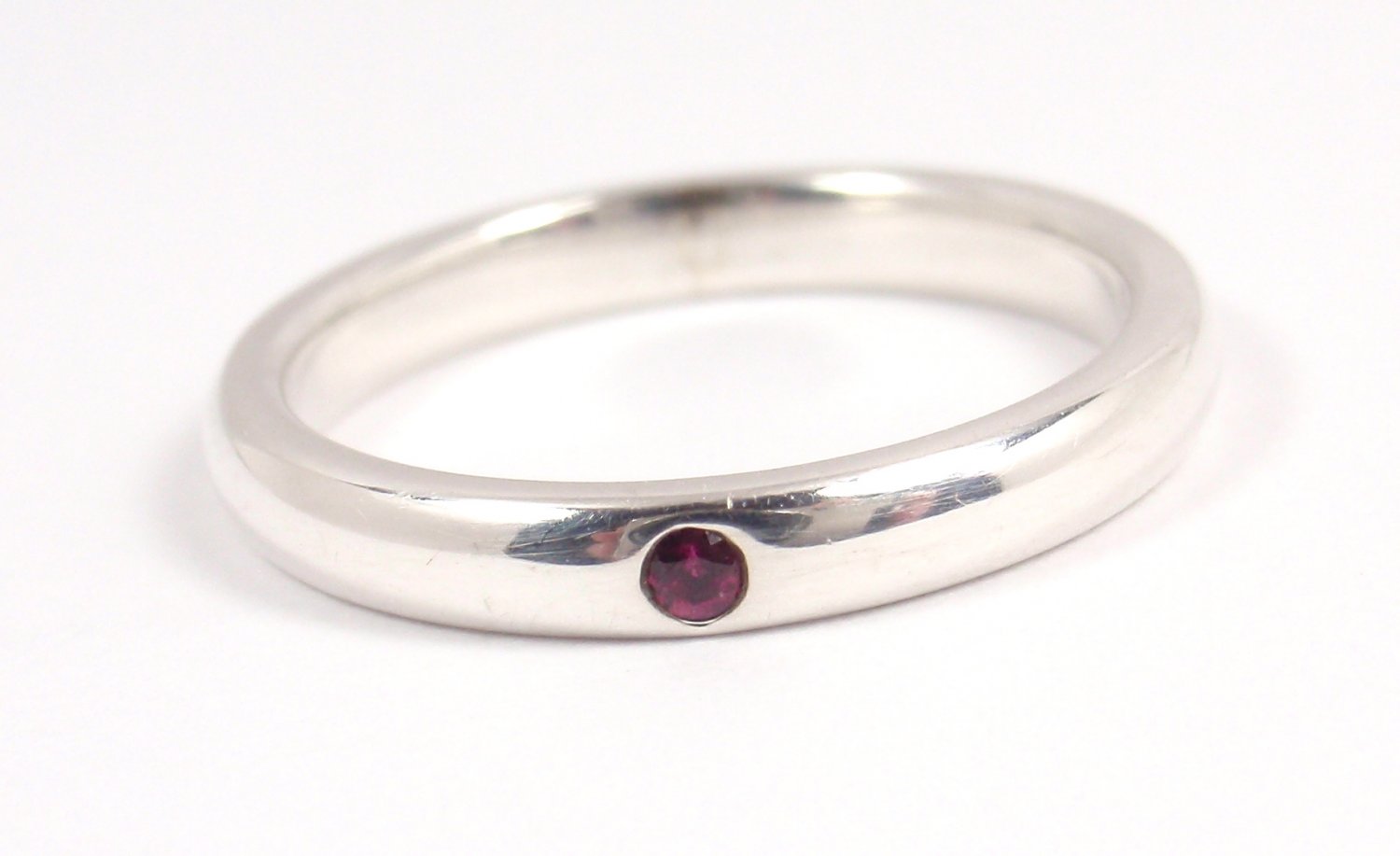 Rare Tiffany & Co Peretti Sterling Silver Ruby Stacking Band Ring Size 6