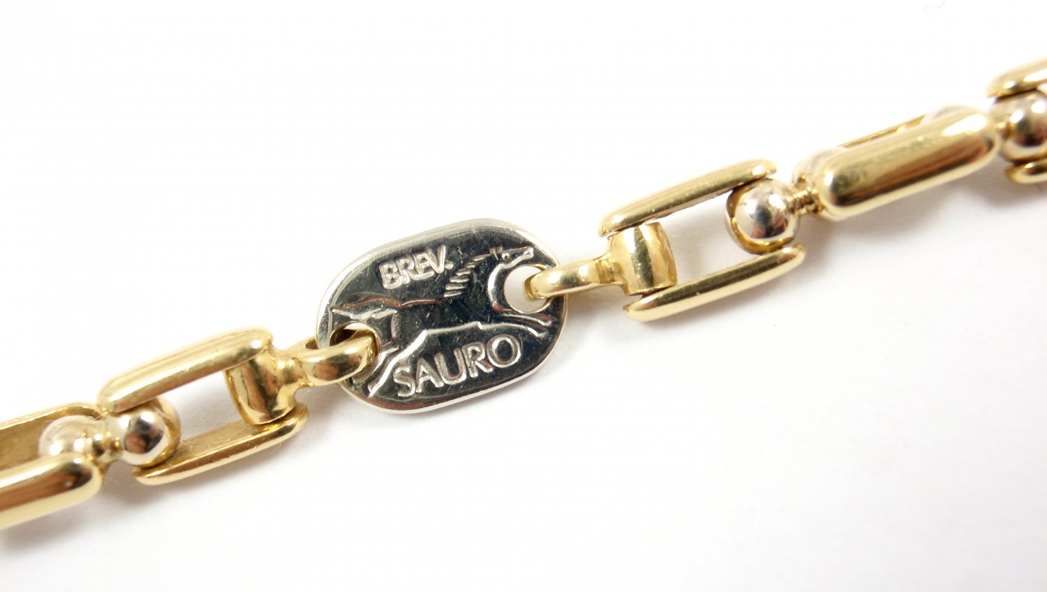 Rare Vintage SAURO Mens Solid 18K Yellow White Gold Chain Necklace ...