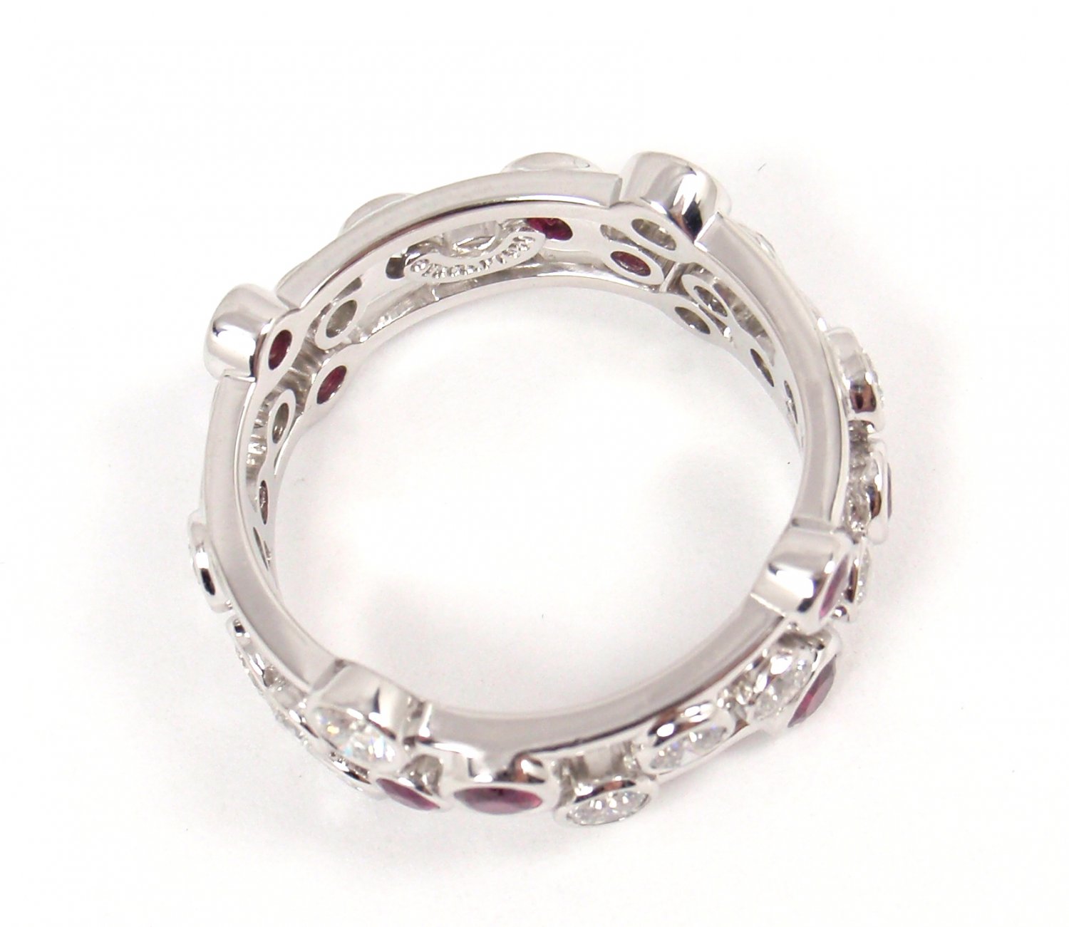 Tiffany & Co Bubbles Platinum Diamond Ruby Band Ring Size 7.5 with box