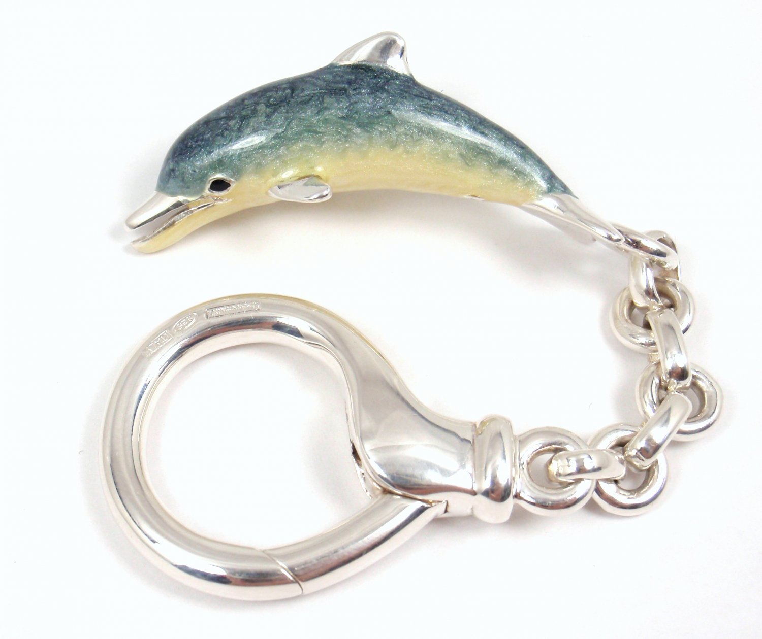 Rare Vintage Tiffany & Co Sterling Silver Enamel Dolphin Key Ring ...