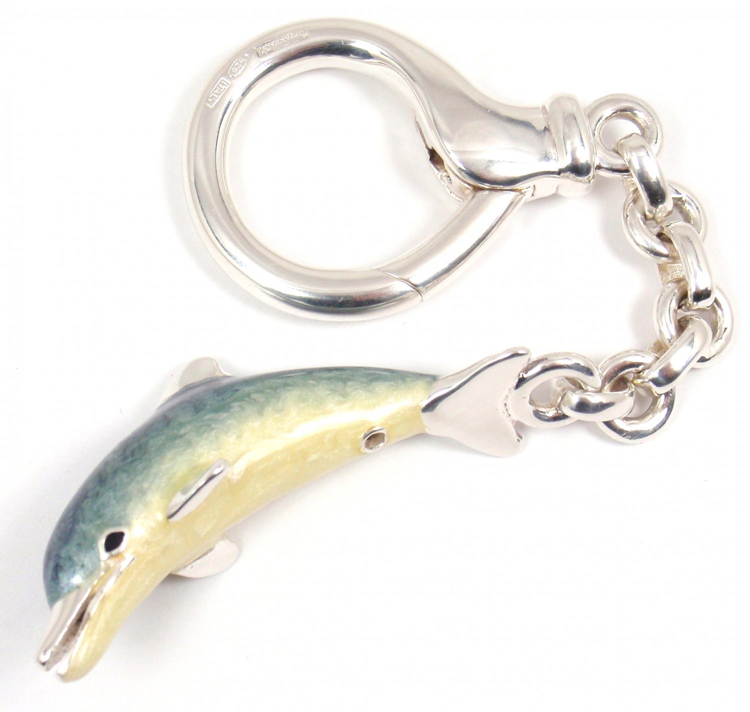 Rare Vintage Tiffany & Co Sterling Silver Enamel Dolphin Key Ring ...