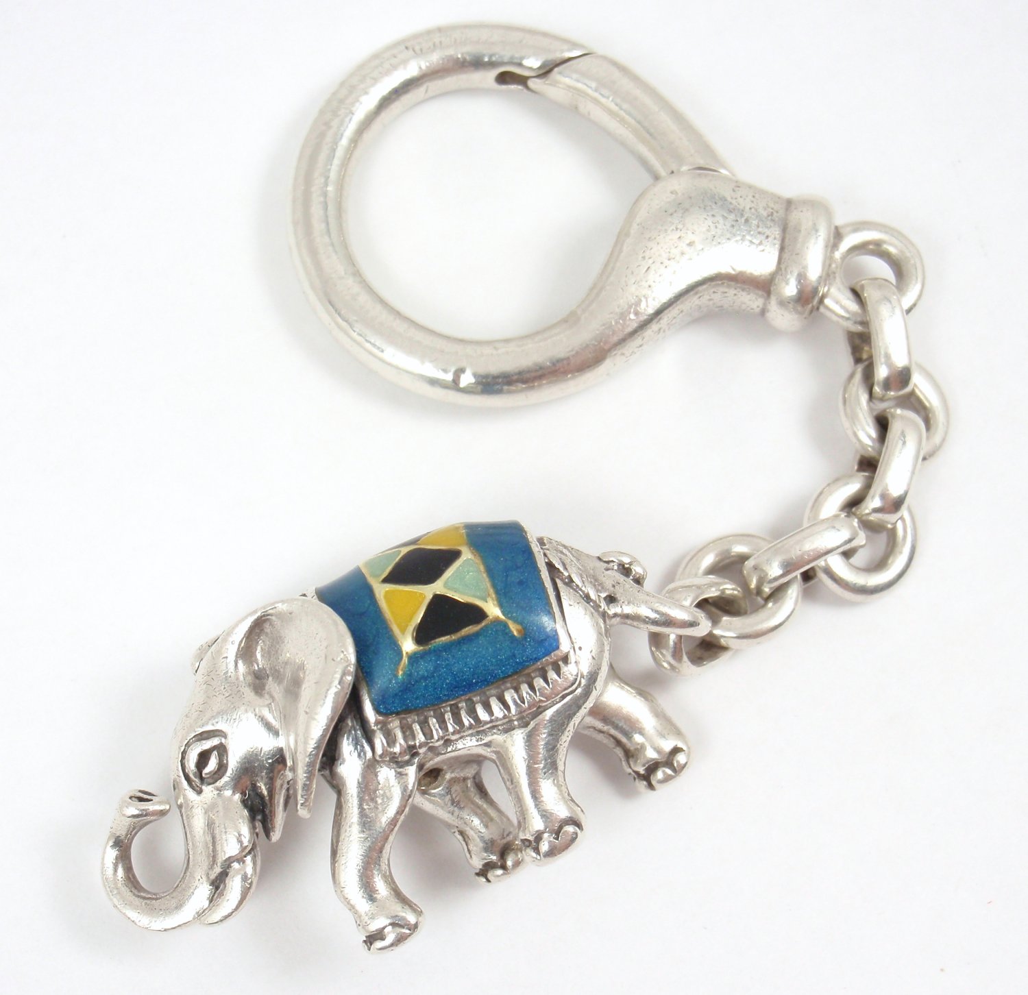 Rare Vintage Tiffany &Co Sterling Silver Enamel Lucky Elephant Keyring ...