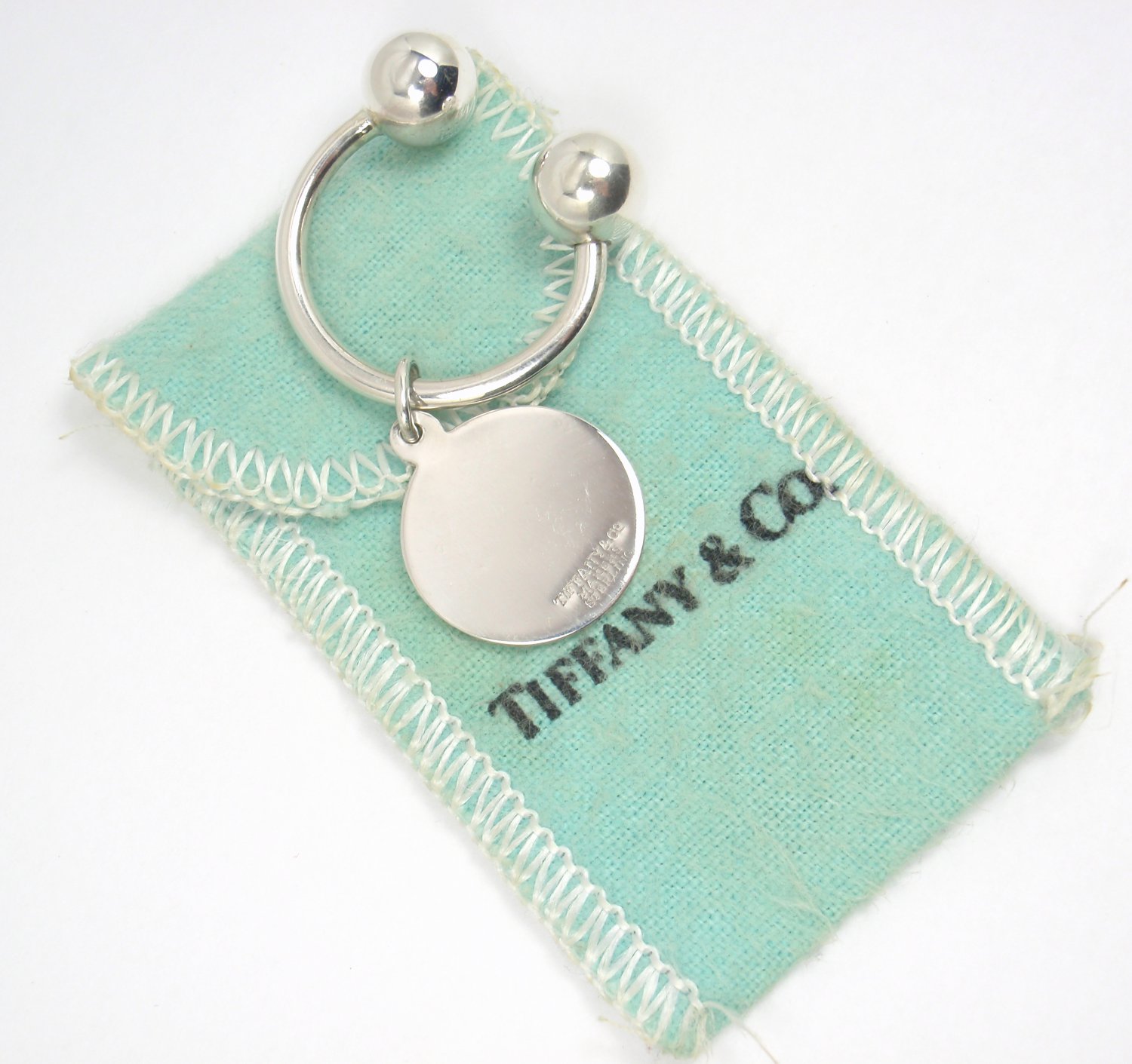 Vinage Authentic Tiffany & Co Makers Sterling Silver Round Tag Keyring ...