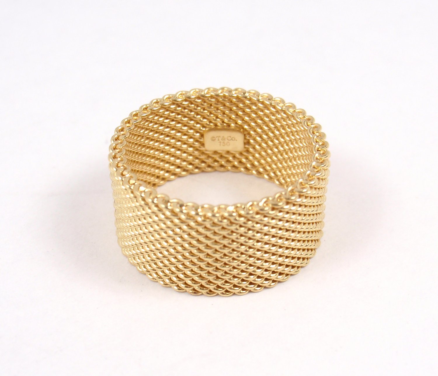 Tiffany & Co 18K Yellow Gold Somerset WIDE Mesh Band Ring Size 8