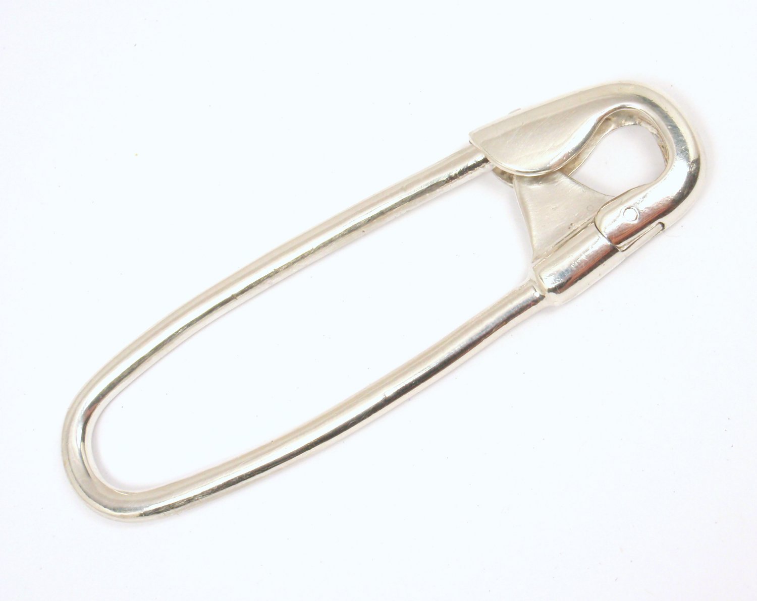Rare Vintage Tiffany & Co Sterling Silver Large Safety Pin Keyring 3"