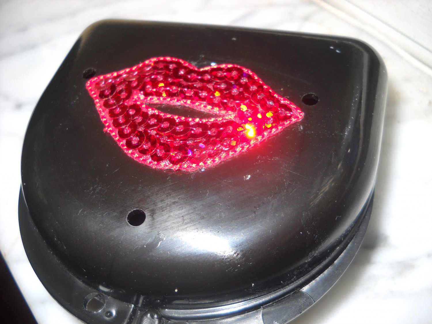 Black Retainer partial Dental Denture case box storage Red Ruby Lips ...
