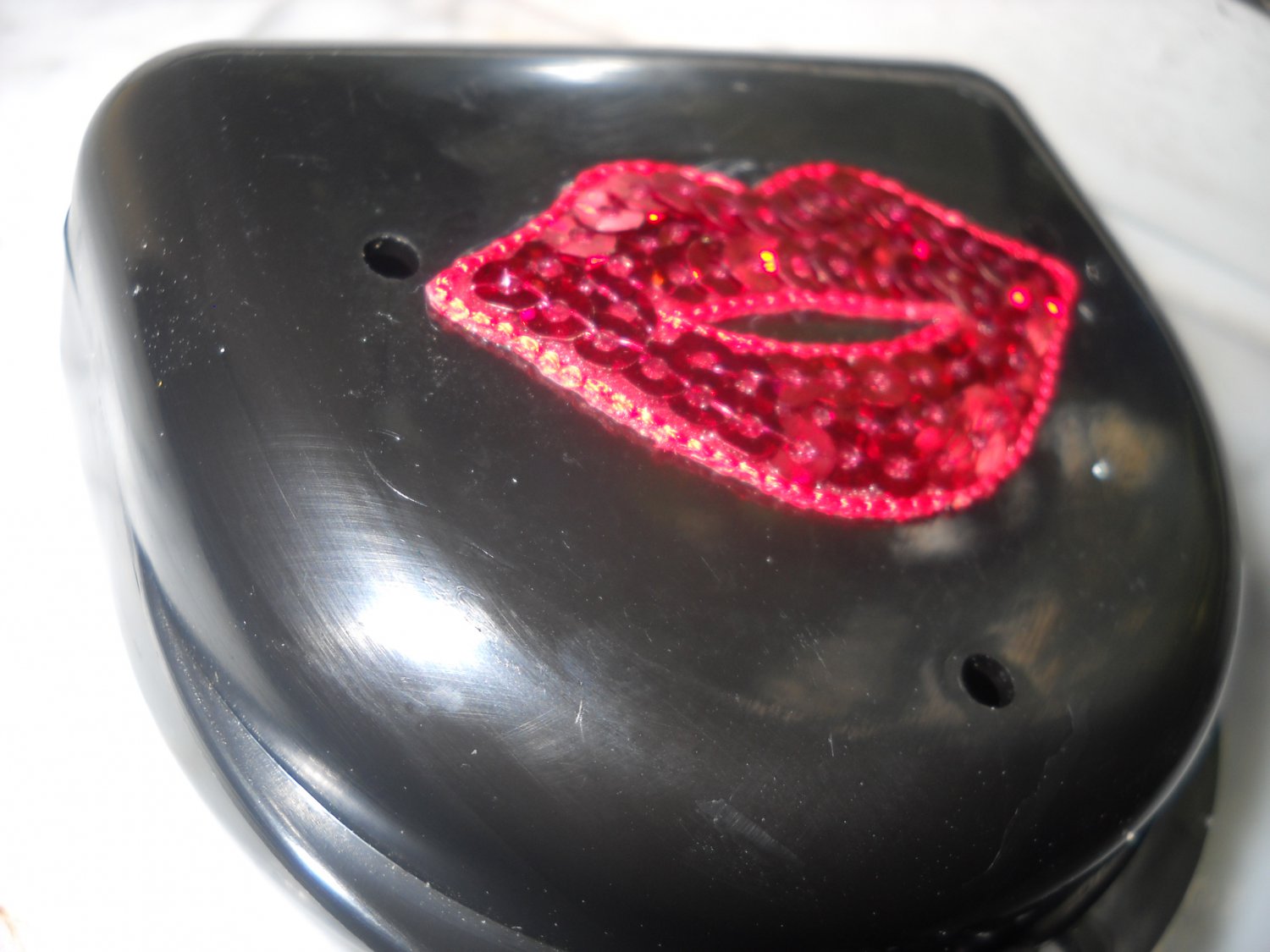 Black Retainer partial Dental Denture case box storage Red Ruby Lips ...