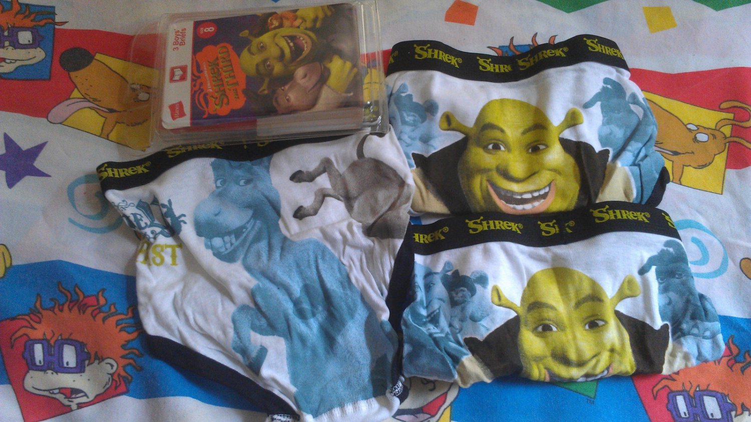 3 NEW SHREK THE THIRD UNDERWEAR Briefs Sz 8 Boys Donkey