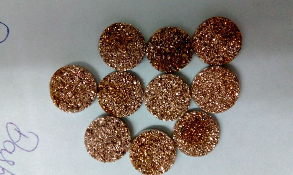 14mm Natural Rose Gold Color Coating Flat Druzy Round 50 Pieces Best ...