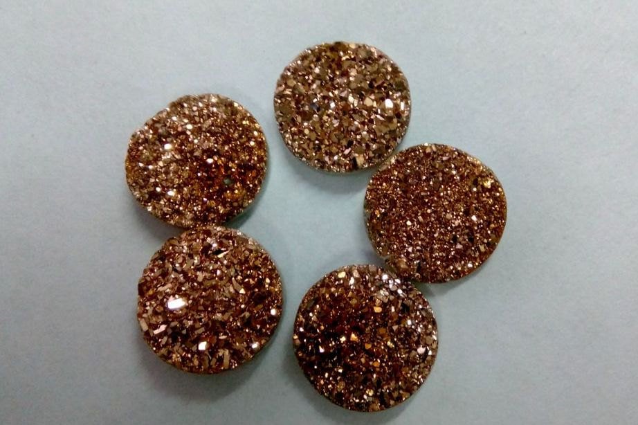 16mm Natural Rose Gold Color Coating Flat Druzy Round 50 Pieces Best ...