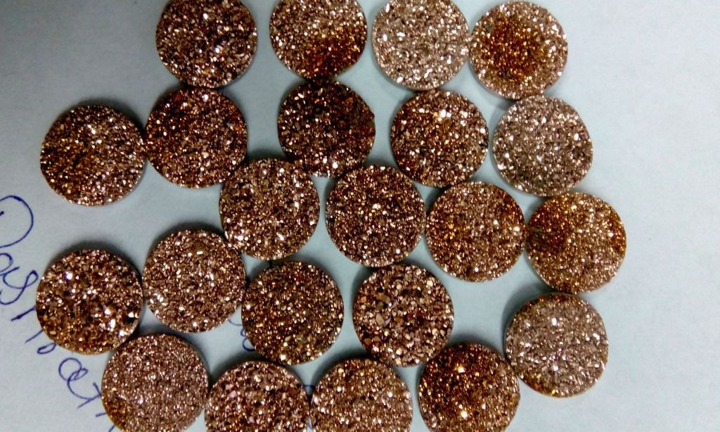 12mm Natural Rose Gold Color Coating Flat Druzy Round 25 Pieces Best ...
