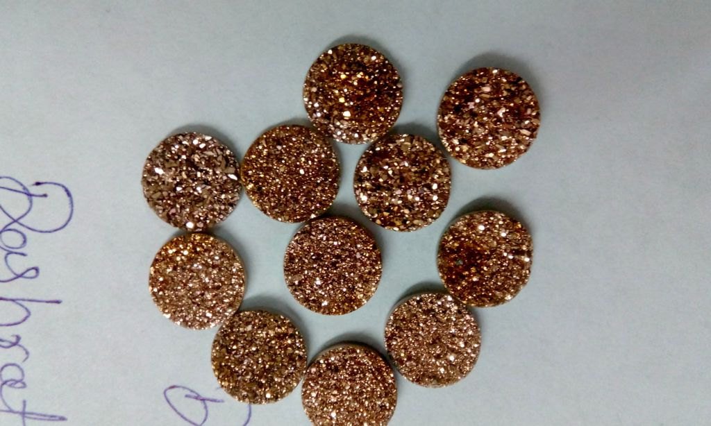 9mm Natural Rose Gold Color Coating Flat Druzy Round 5 Pieces Best Top ...
