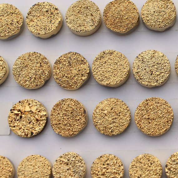 8mm Natural Gold Color Coating Flat Druzy Round 100 Pieces Lot Best Top ...