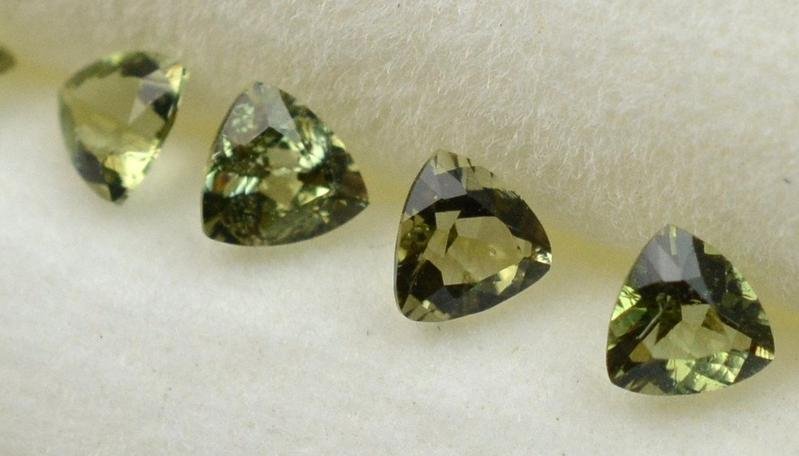 Natural Moldavite 11mm Faceted Cut Trillion 2 Piece Top Quality Green ...