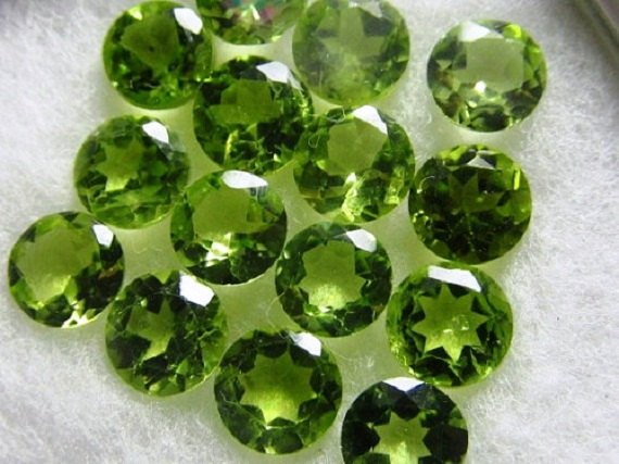 Natural Peridot 7mm Faceted Cut Round 10 Pieces Calibrated Size Loose ...