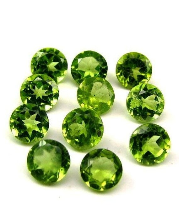 Natural Peridot 8mm Faceted Cut Round 5 Pieces Calibrated Size Loose ...