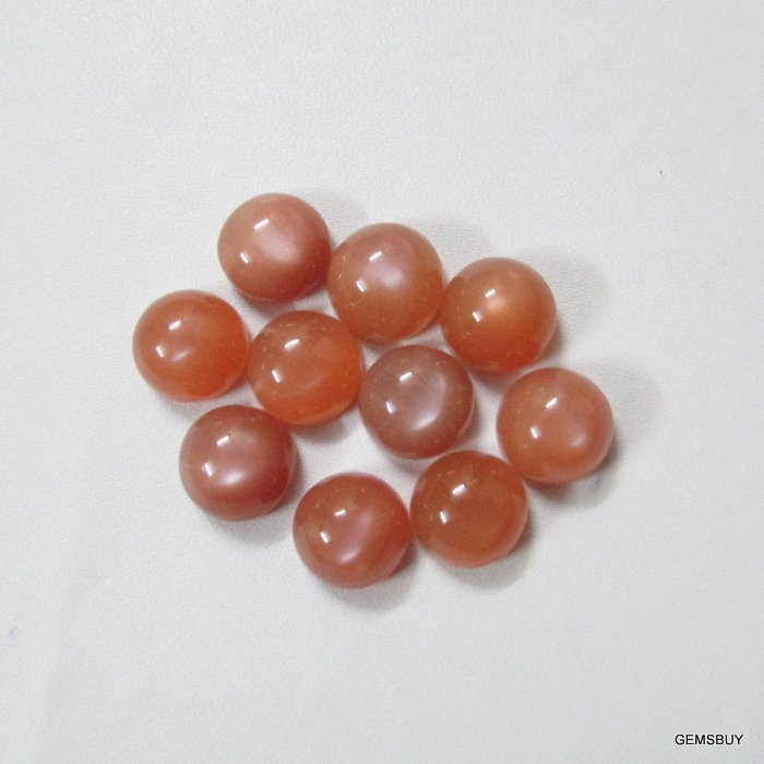 7mm Natural Peach Moonstone Cabochon Round 100 Pieces Lot Peach Color ...
