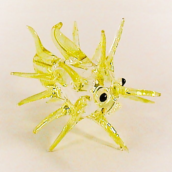 Hand Blown Glass Yellow Puffer Fish Miniature Glass Animal Figurines ...