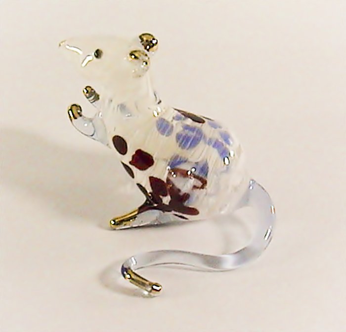 Hand Blown Glass Red-Blue Mouse Gilt Miniature Glass Animal Figurines ...