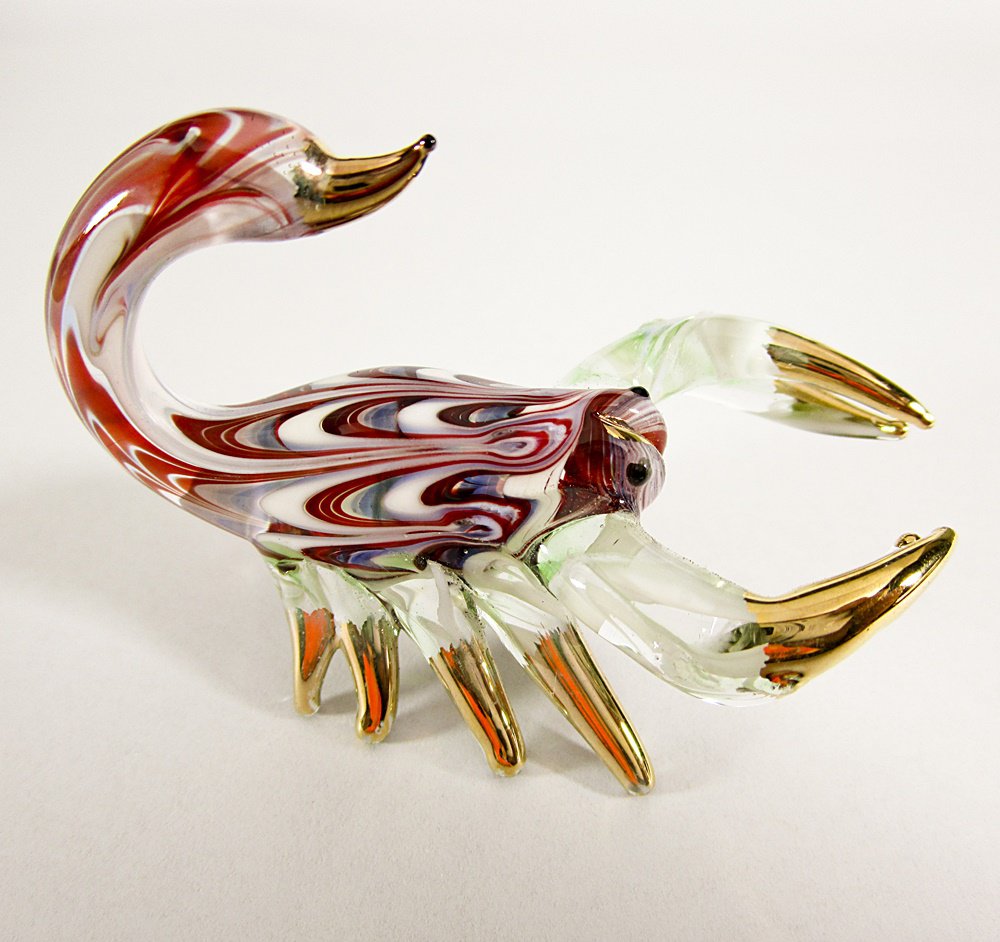 Hand Blown Glass Red-Green Scorpion Gilt #2 Art Glass Animal Figurines ...