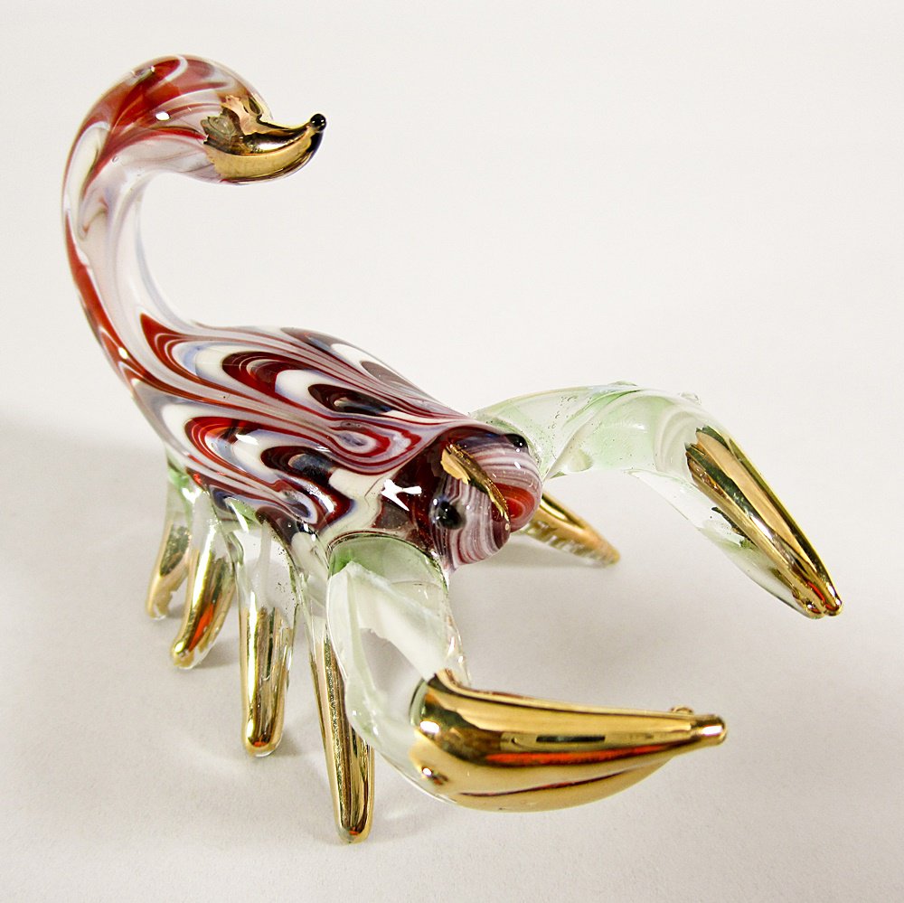 Hand Blown Glass Red-Green Scorpion Gilt #2 Art Glass Animal Figurines ...