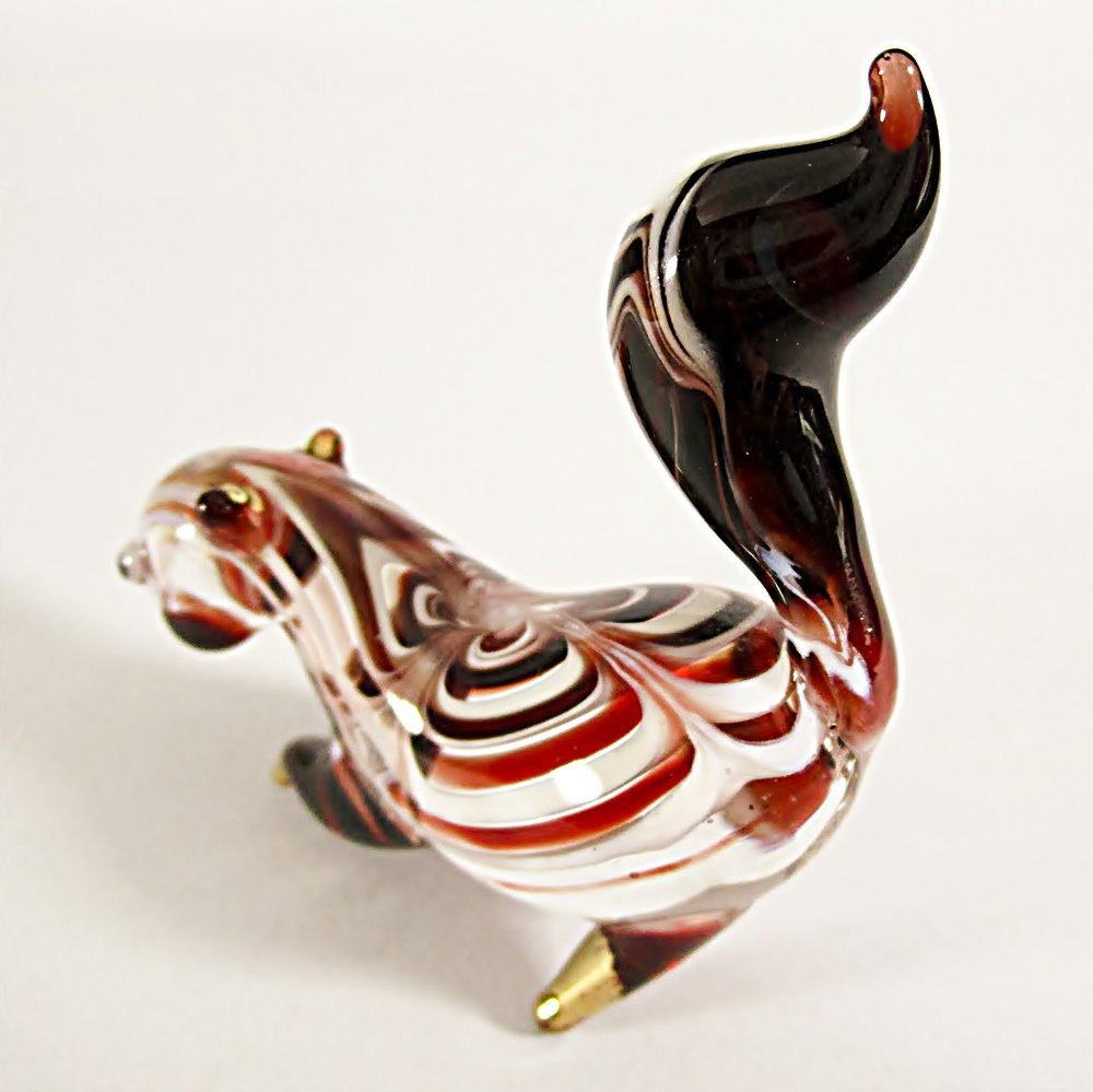 Hand Blown Glass Red Squirrel Gilt Art Glass Animal Figurines Thai Gifts