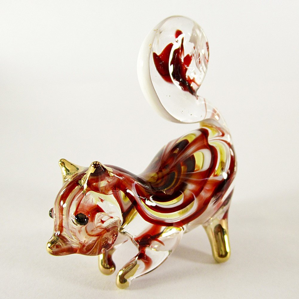 Hand Blown Glass Red-Yellow Squirrel Gilt #2 Art Glass Animal Figurines ...
