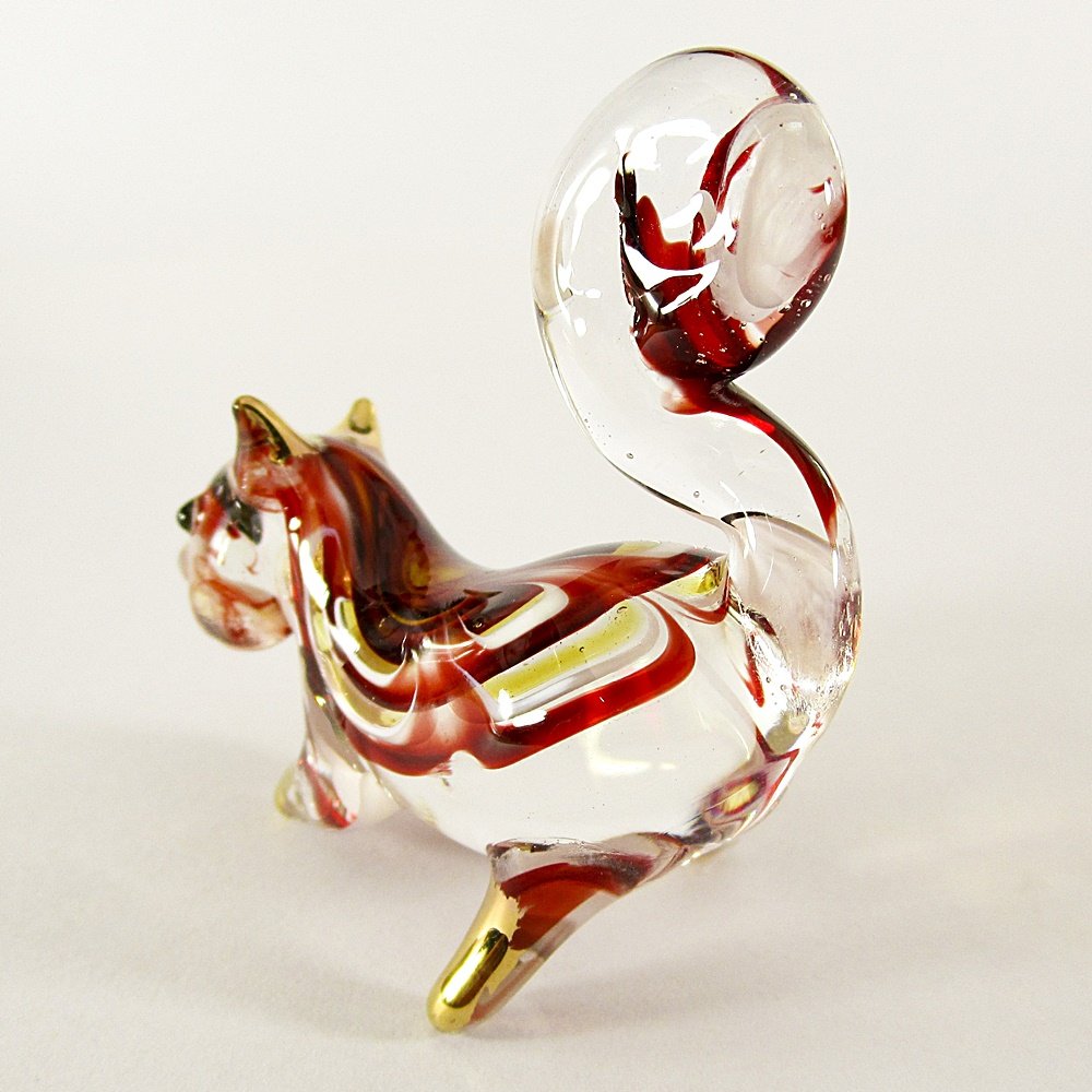 Hand Blown Glass Red-Yellow Squirrel Gilt #2 Art Glass Animal Figurines ...