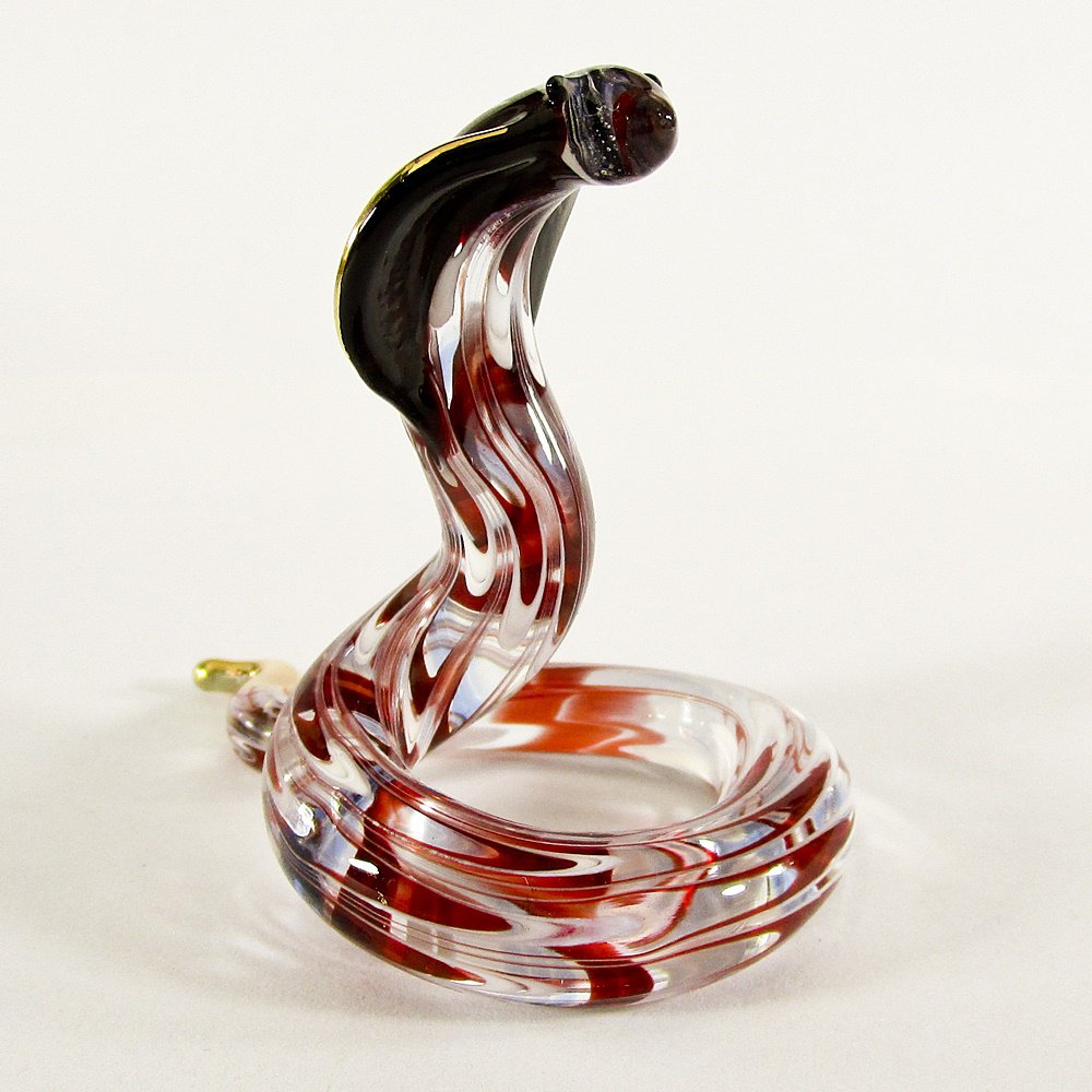 Hand Blown Glass Red Snake Gilt Art Glass Animal Figurines Thai Gifts