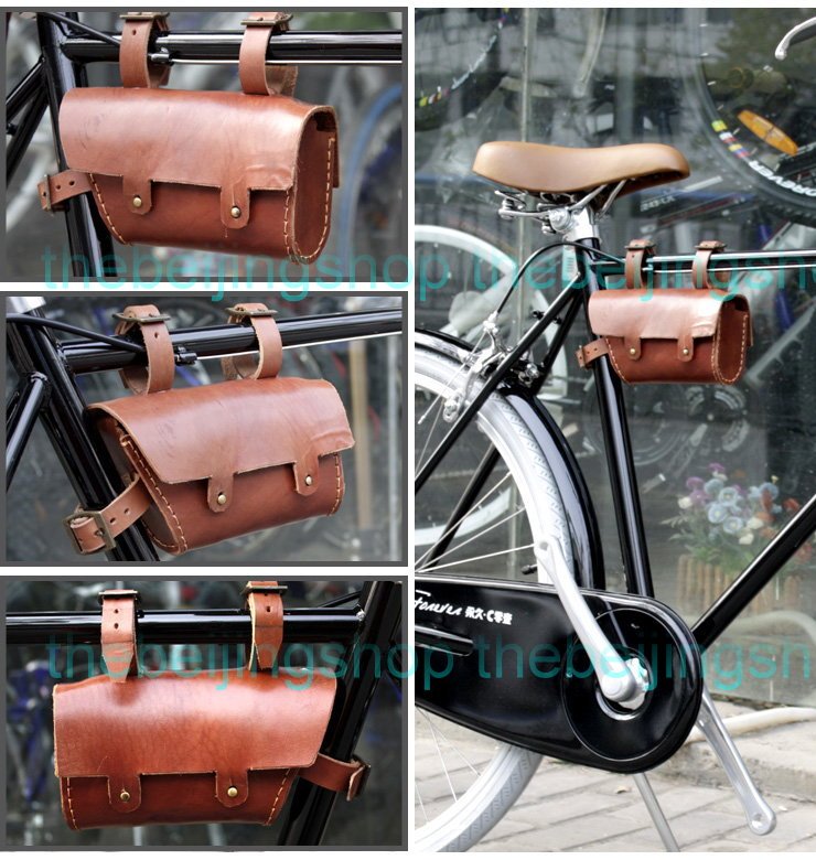 Vintage Fixie Fixed Gear Bike Leather Tube Bag