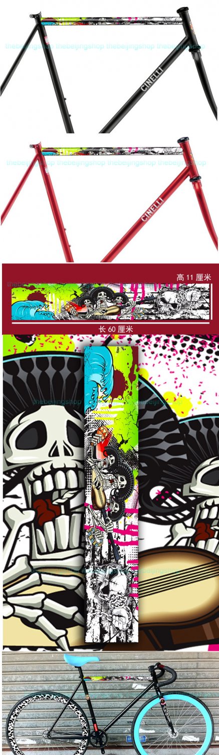 BMX / Fixie Bike Bicycle Frame Tube Sticker (Pirate Skull)
