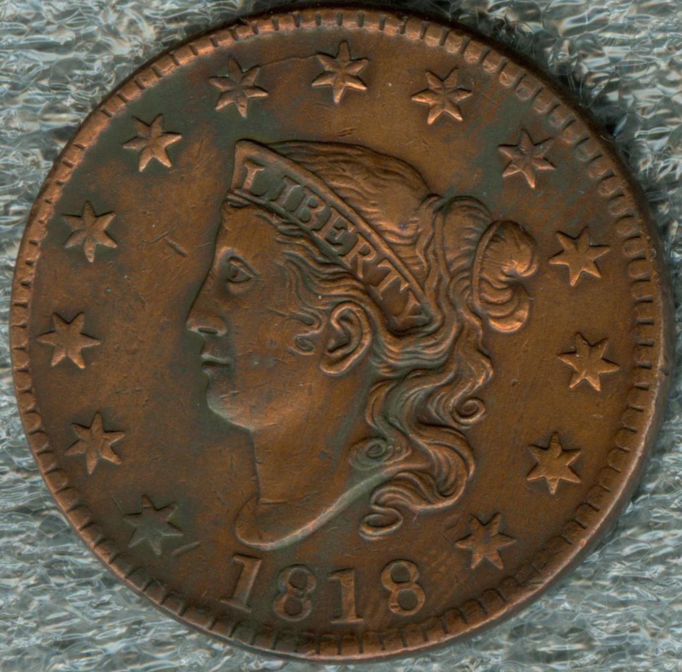 1818 "Matron Head" Large Cent XF 40 NEWCOMB 7