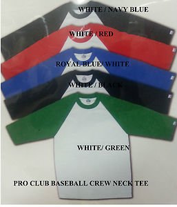 PRO CLUB White Royal Blue Long sleeve baseball T shirt BASEBALL TEE S-2X