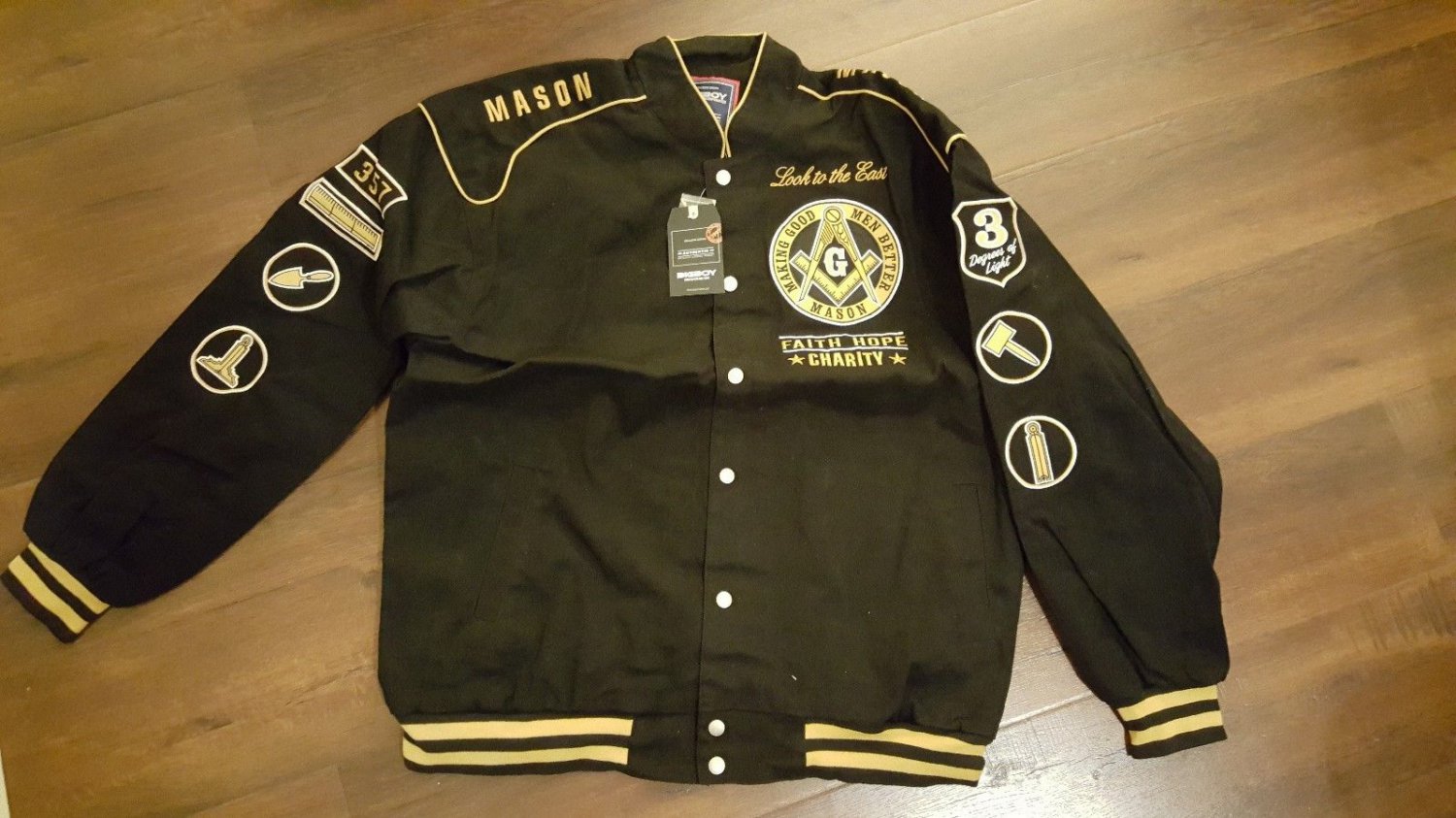 Freemason Mason Masonic Black Gold Long sleeve Jacket Freemason Mason Coat