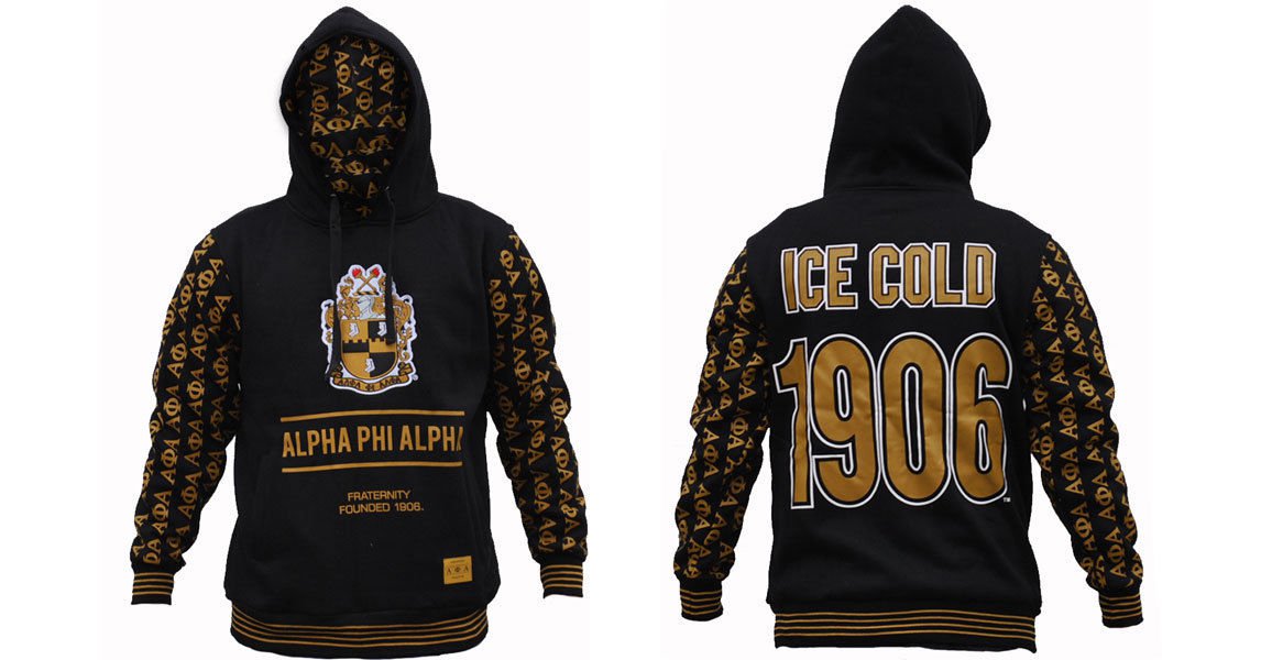 ALPHA PHI ALPHA FRATERNITY PULLOVER HOODIE JACKET ICE COLD 1906 BLACK ...