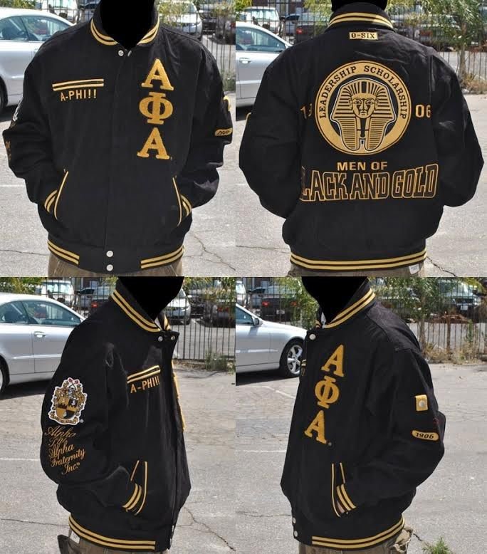 ALPHA PHI ALPHA FRATERNITY Letterman Jacket Black Gold Jacket Alpha Phi ...
