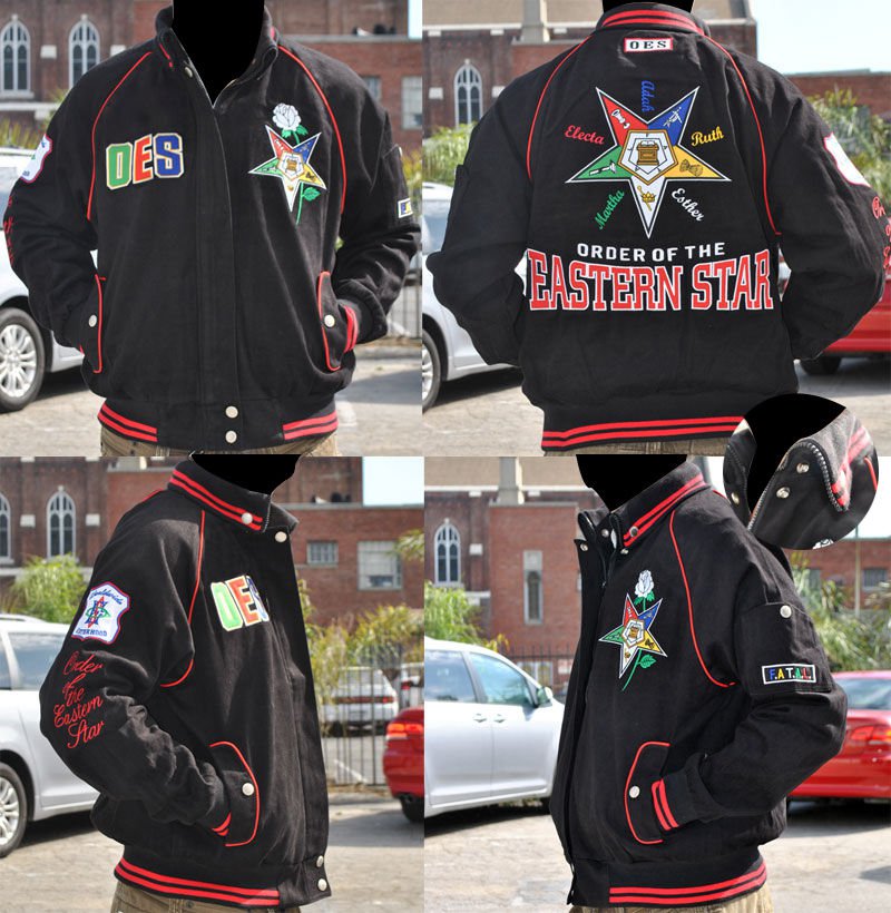 Order of the Eastern Star Race Jacket O.E.S Black Twill Race Jacket ...