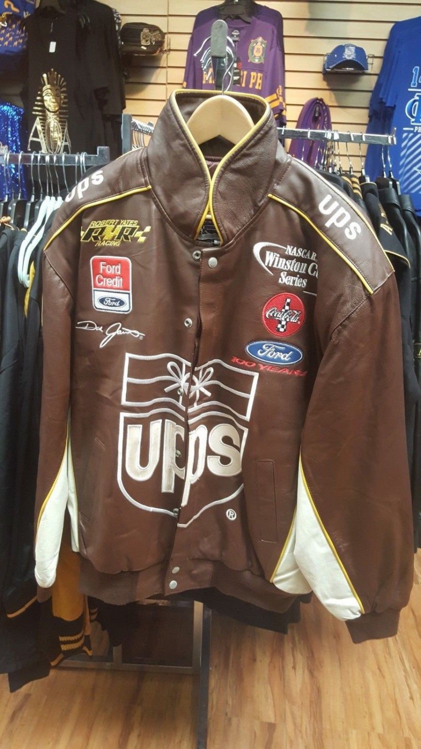 UPS Nascar Robert Yates Chase Jeff Hamilton Leather Race Jacket Winston ...