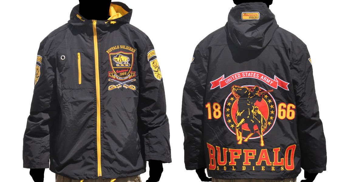 Buffalo Soldiers Windbreaker Jacket Black US ARMY Buffalo soldier Jacket 5X