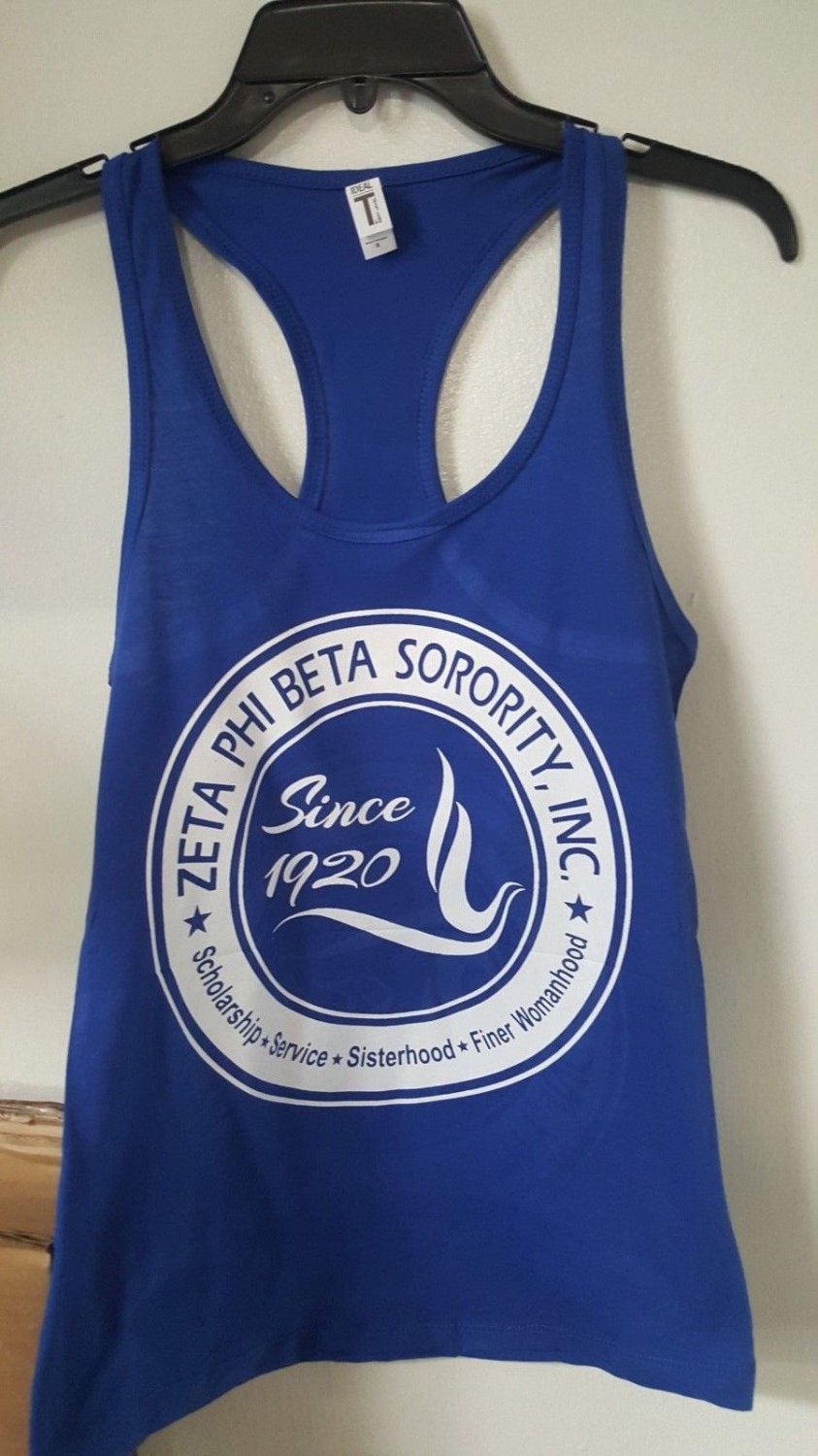 ZETA PHI BETA SORORITY TANK TOP 1920 Z-PHI-B SLEEVELESS BLUE TANK TOP #2