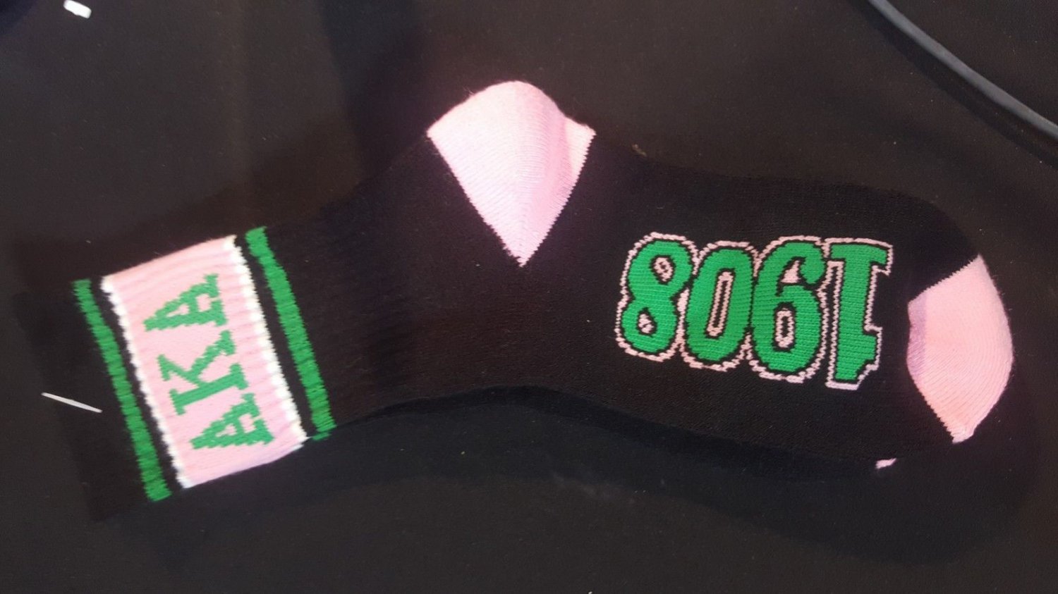 Alpha Kappa Alpha Sorority Socks Divine 9 Ivy League AKA Socks Black
