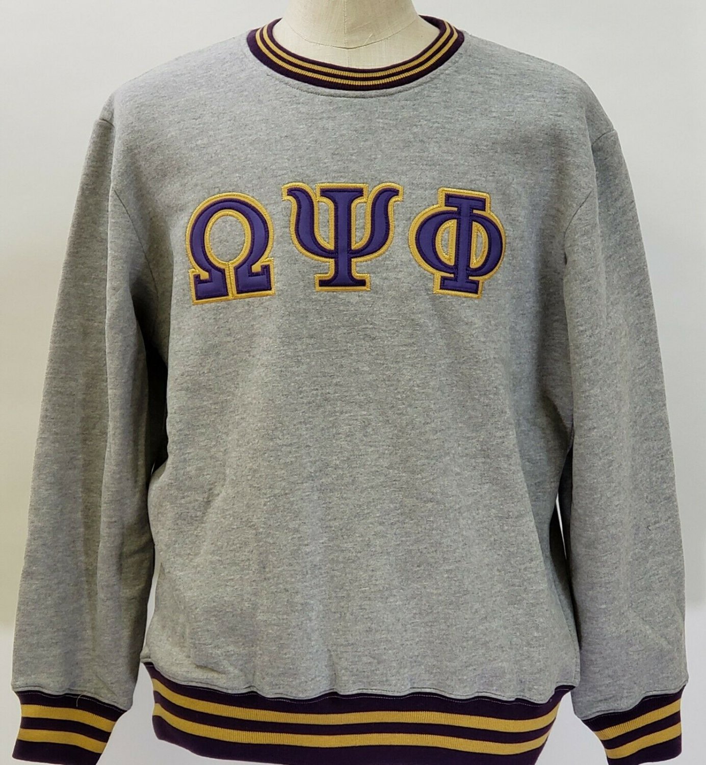 OMEGA PSI PHI FRATERNITY SWEAT SHIRT GRAY PURPLE Q PSI PHI SWEAT SHIRT
