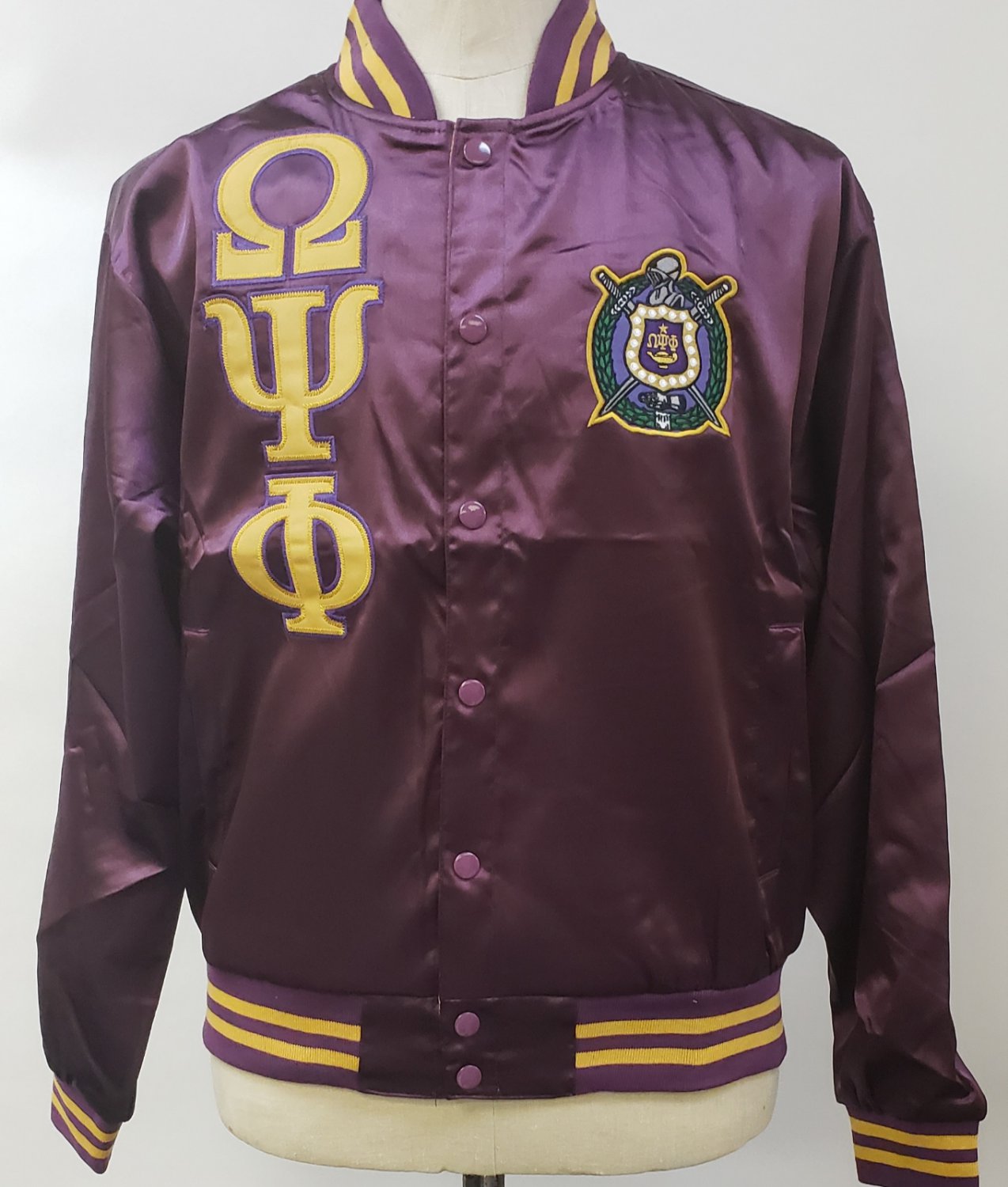 Omega Psi Phi Fraternity Satin Varsity Jacket Satin Varsity Jacket