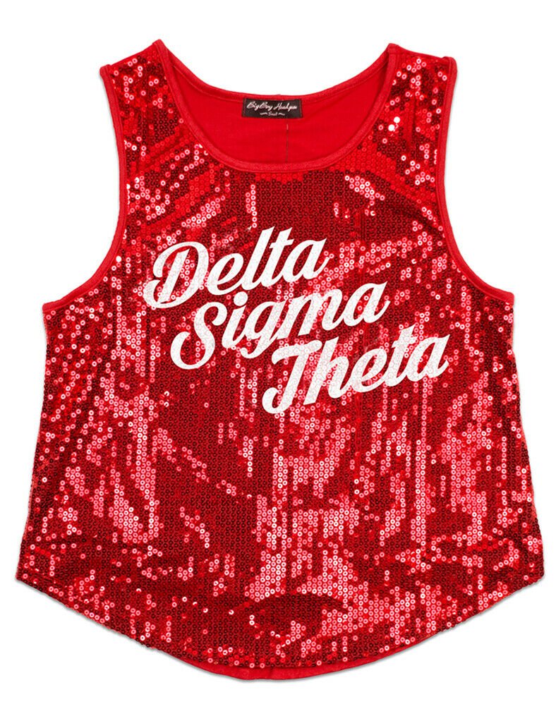 DELTA SIGMA THETA SORORITY SEQUIN TANK TOP 1913 DELTA DIVA RED TANK TOP