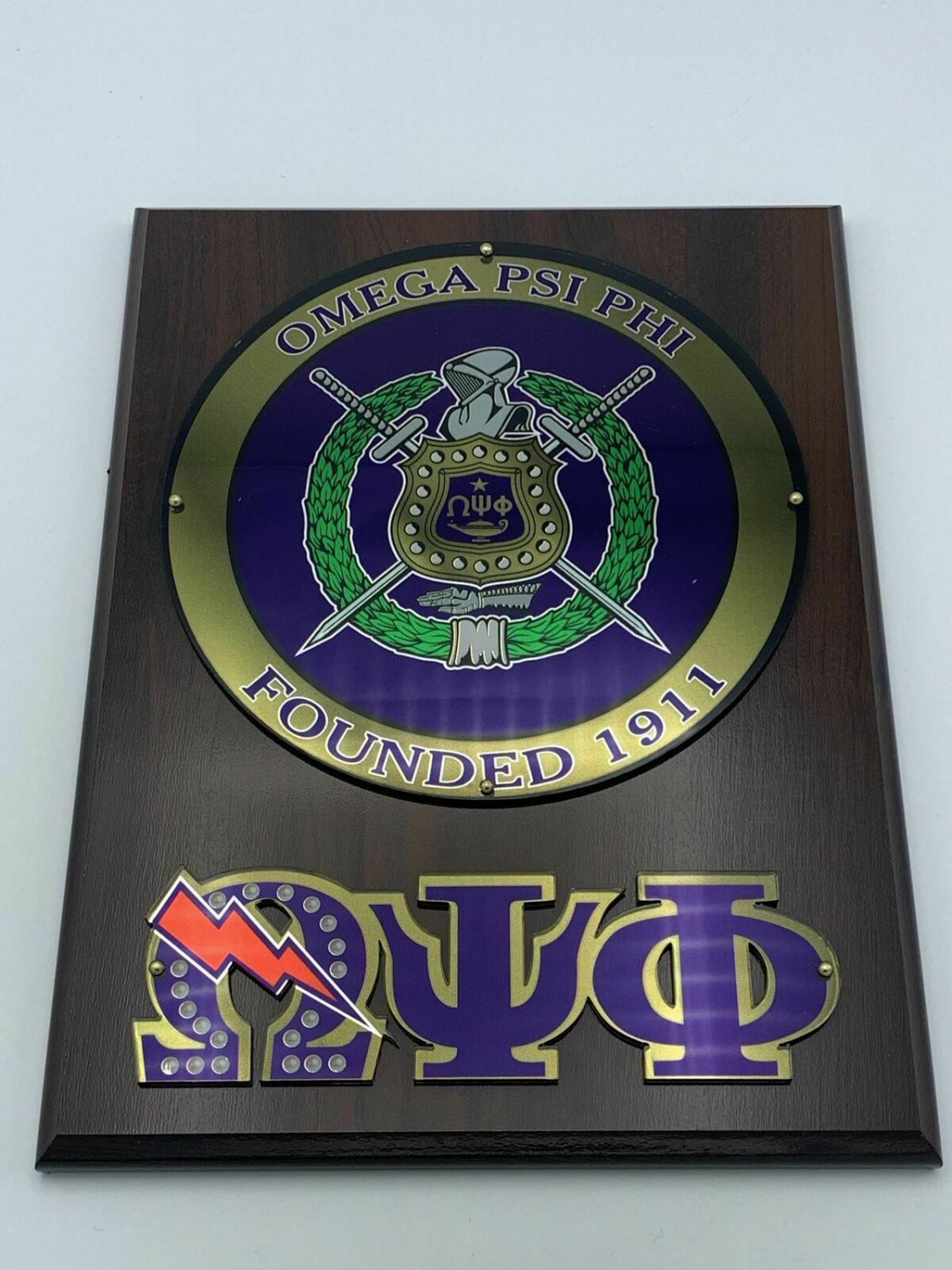 Omega Psi Phi Sorority Wall Plaque Wood Shield Wall Plaque Office Decor