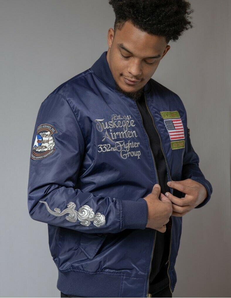 TUSKEGEE AIRMAN RED TAILS Bomber Jacket USA AIR FORCE Flight Jacket Blue